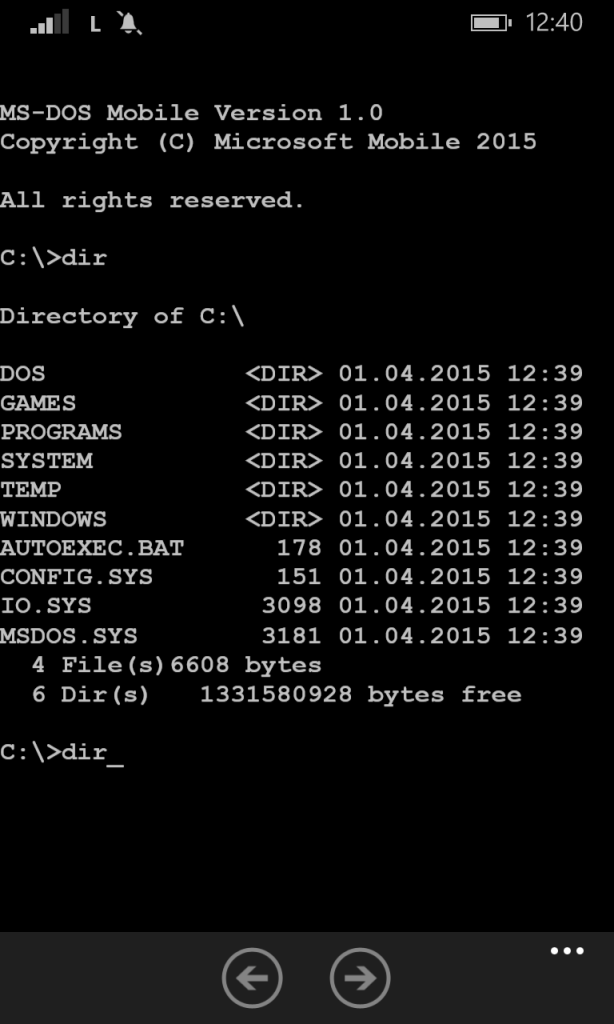 MS DOS Mobile 1.0 vorgestellt