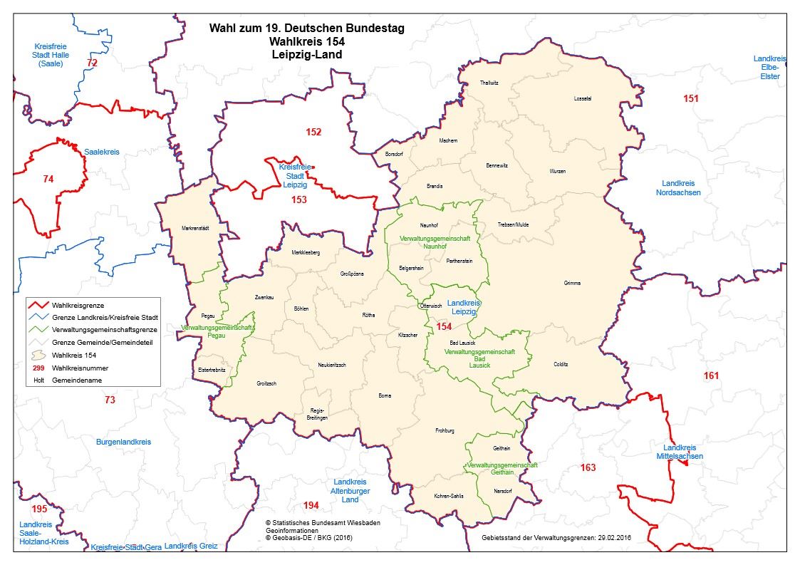 Wahlkreis 154 - Leipzig-Land - bei der Bundestagswahl 2017