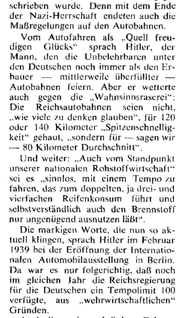 Nein, Hitler war kein Freund der Raserei auf Autobahnen