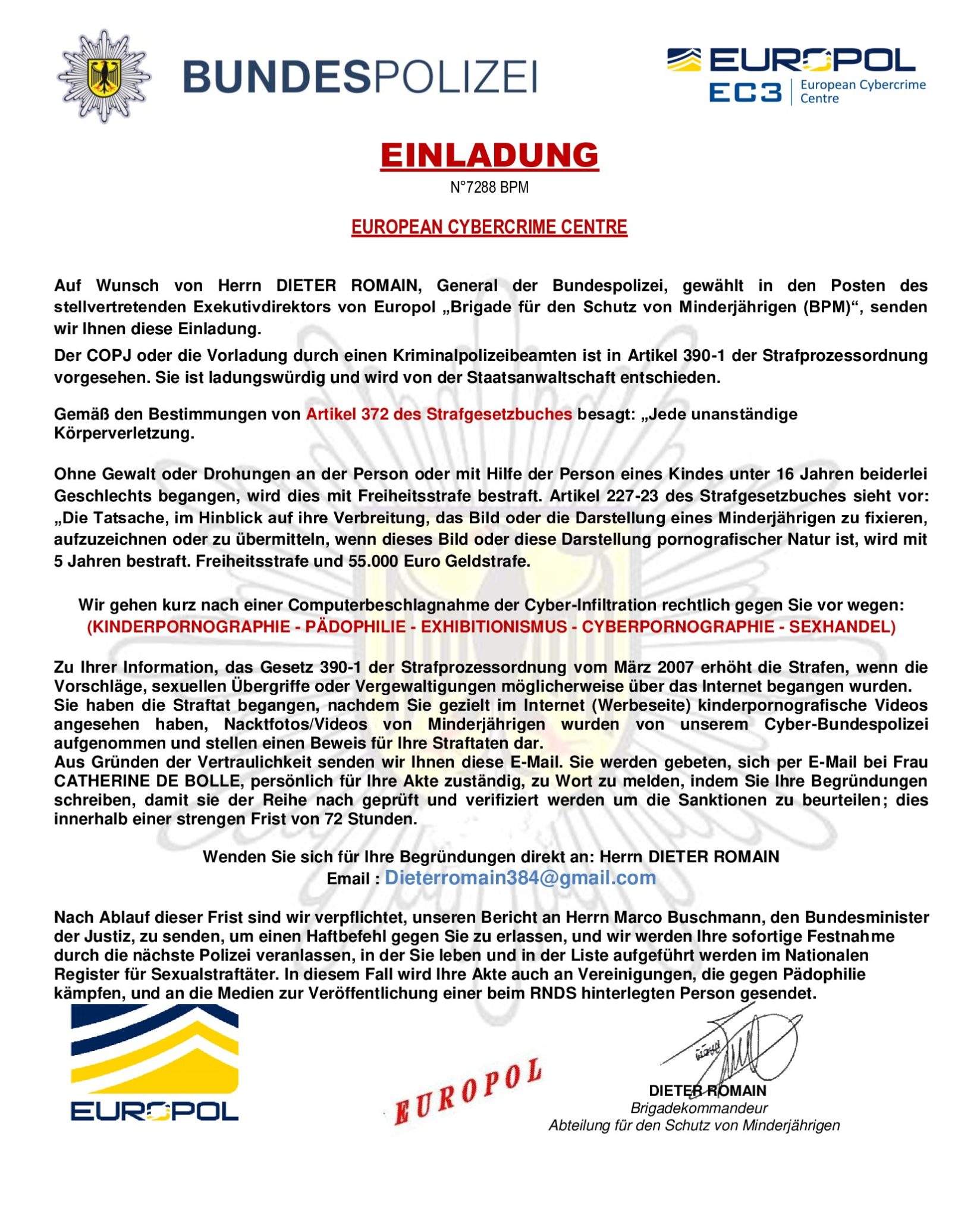 Spam: Einladung von Europol